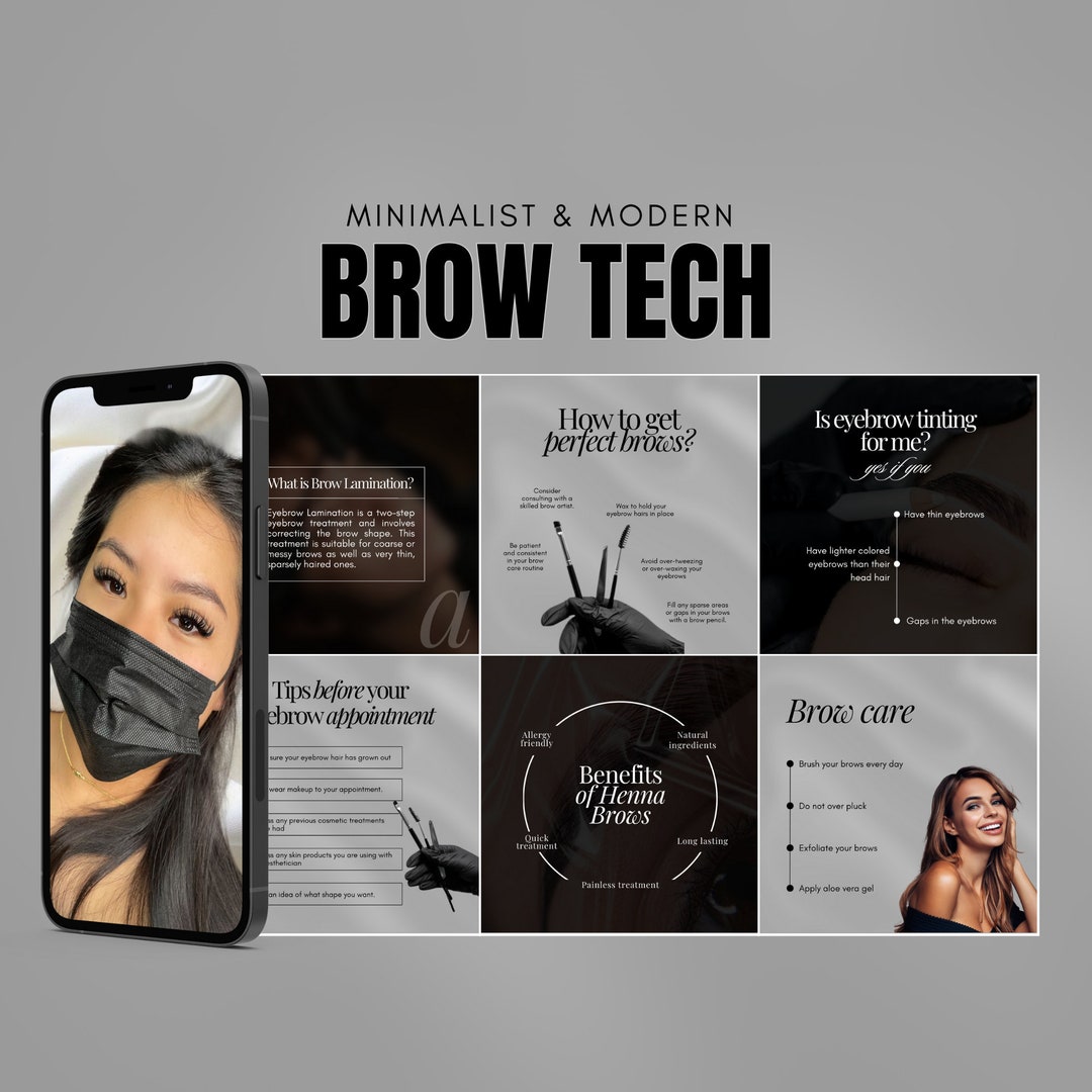 100 Luxury Brow Tech Instagram Templates Brow Lamination Black ...