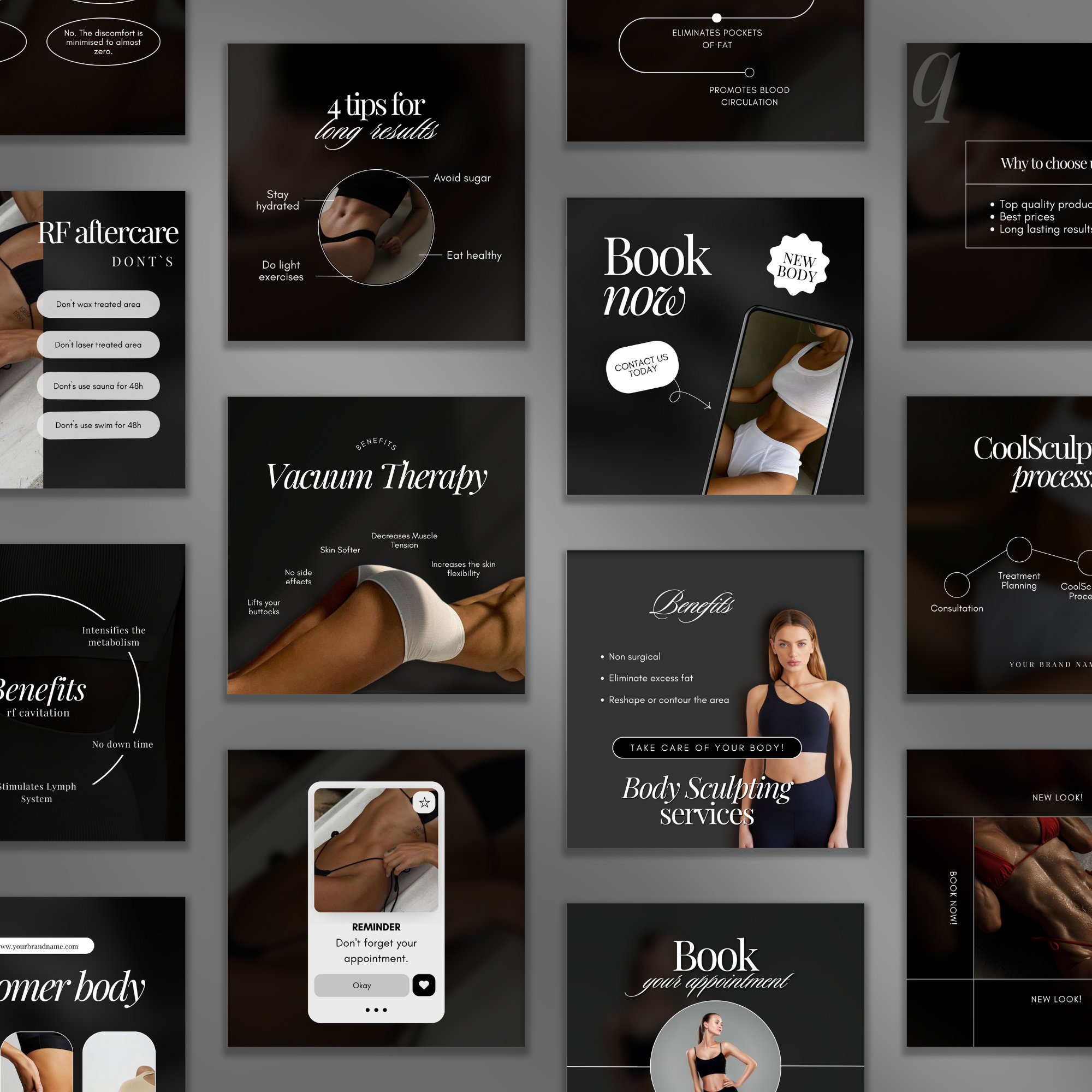 Body Sculpting Instagram Templates Body Contouring Instagram Black ...
