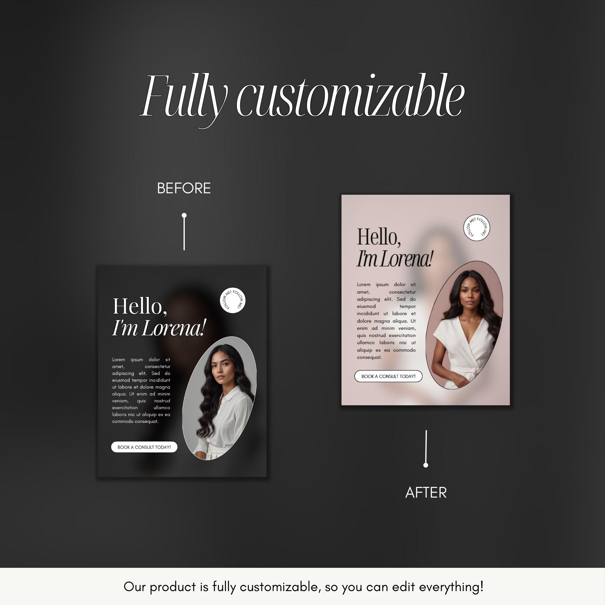 100 Laser Hair Removal Instagram Template | Hair Removal Post Templates ...