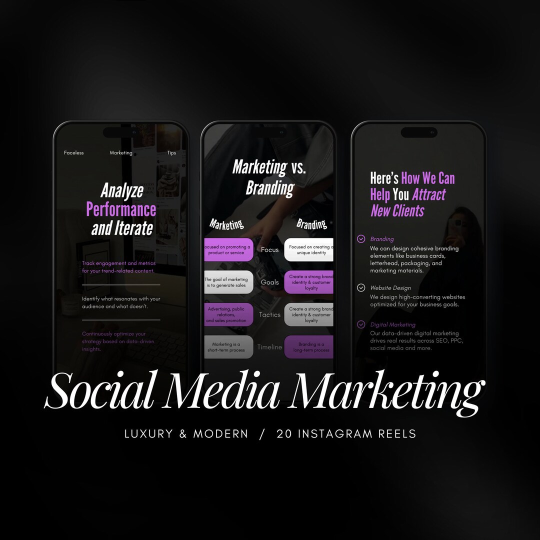 Social Media Marketing Instagram Reels Templates | Faceless Reels ...