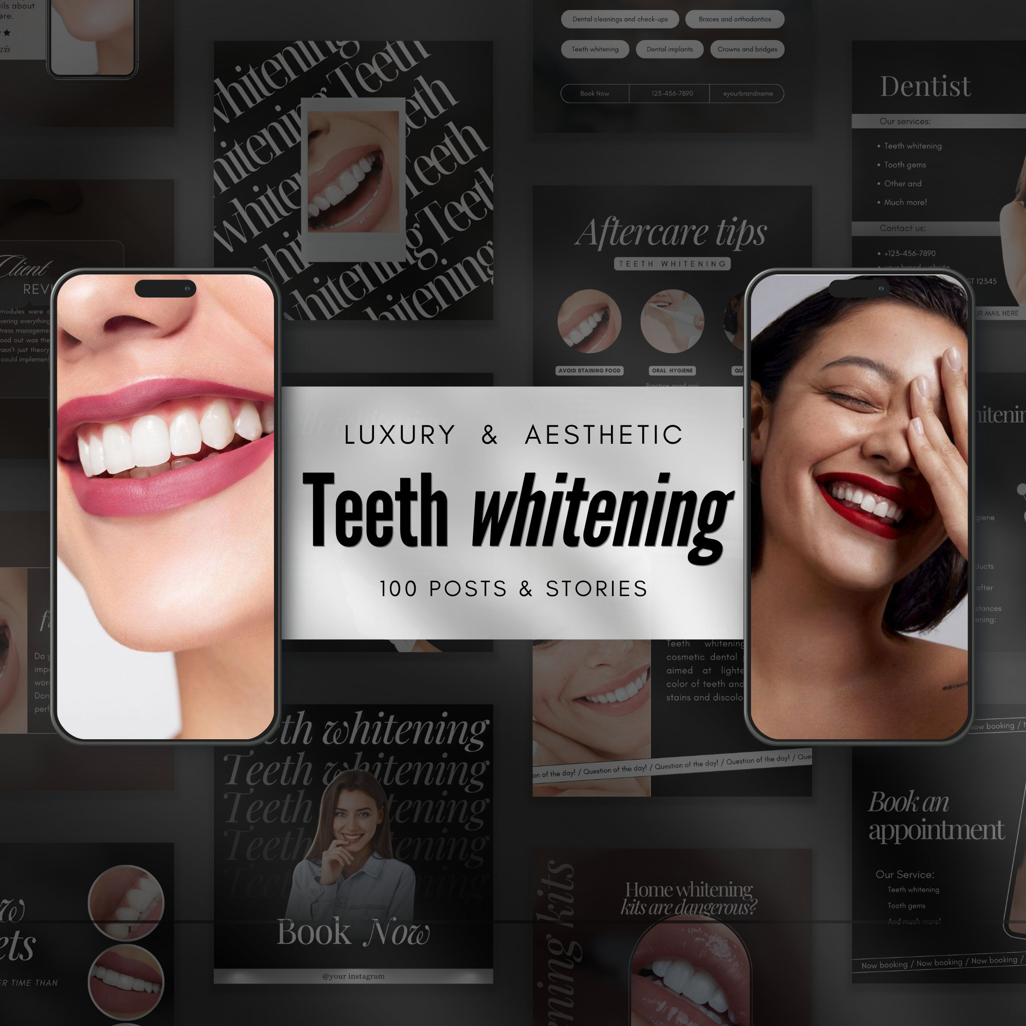 100 Teeth Whitening Instagram Templates Teeth Whitening Black Posts ...