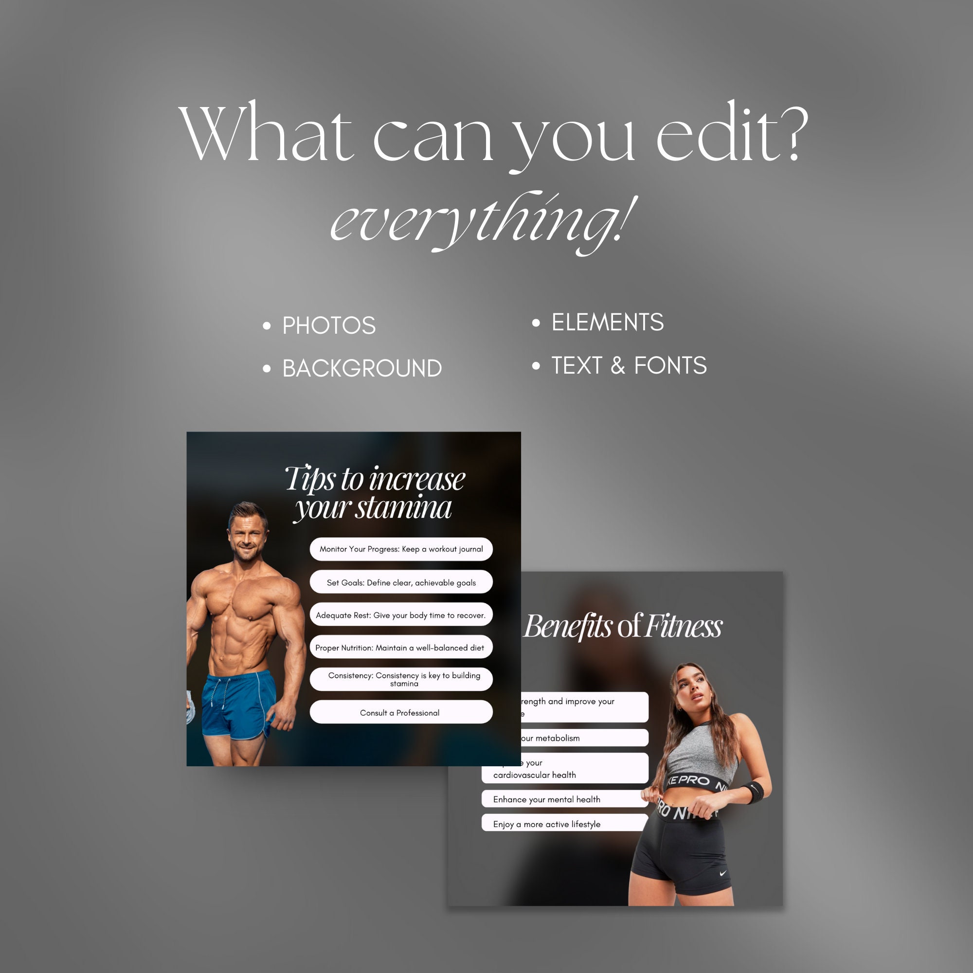 100 Fitness Coach Instagram Template Black Personal Trainer Templates ...