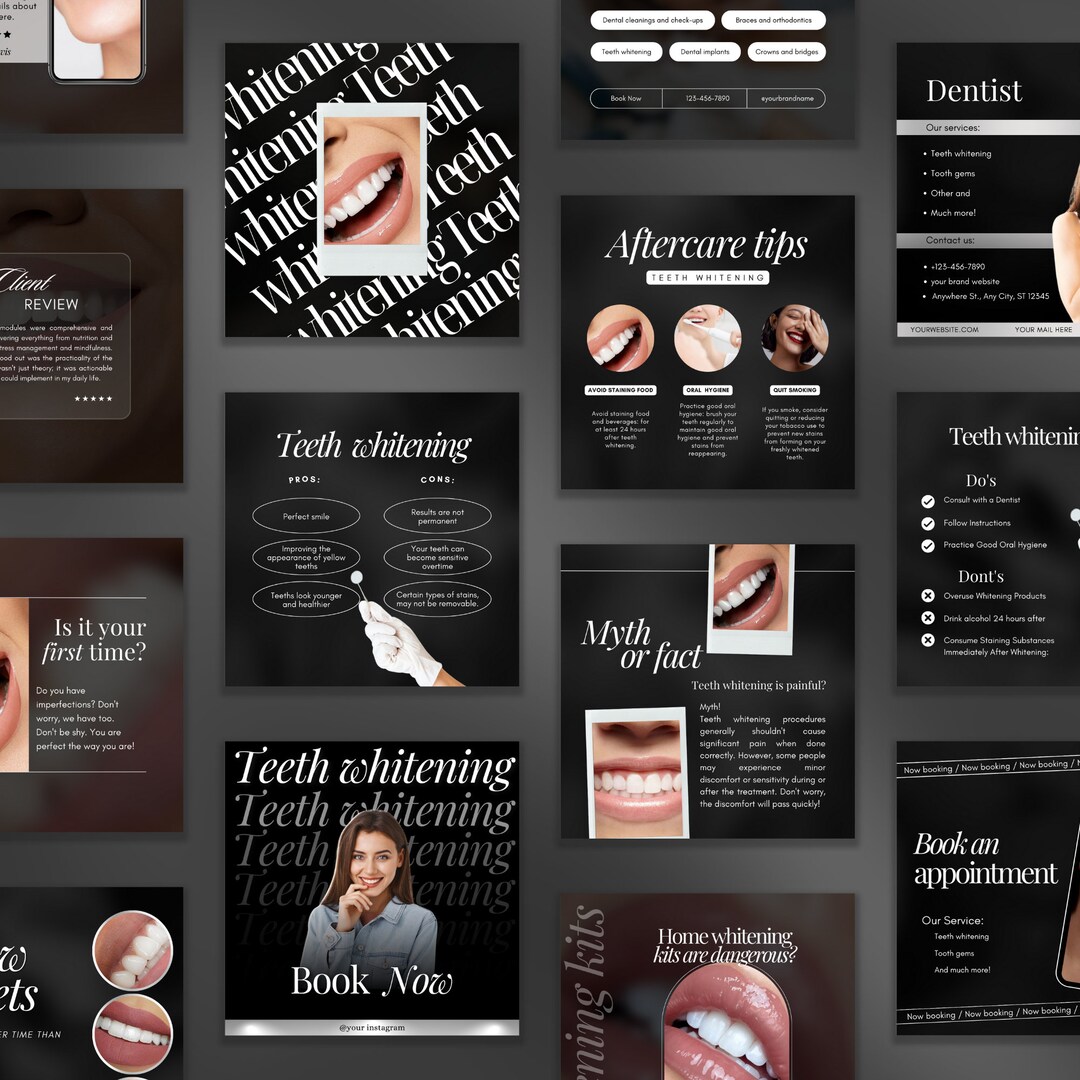 100 Teeth Whitening Instagram Templates | Teeth Whitening Black Posts ...
