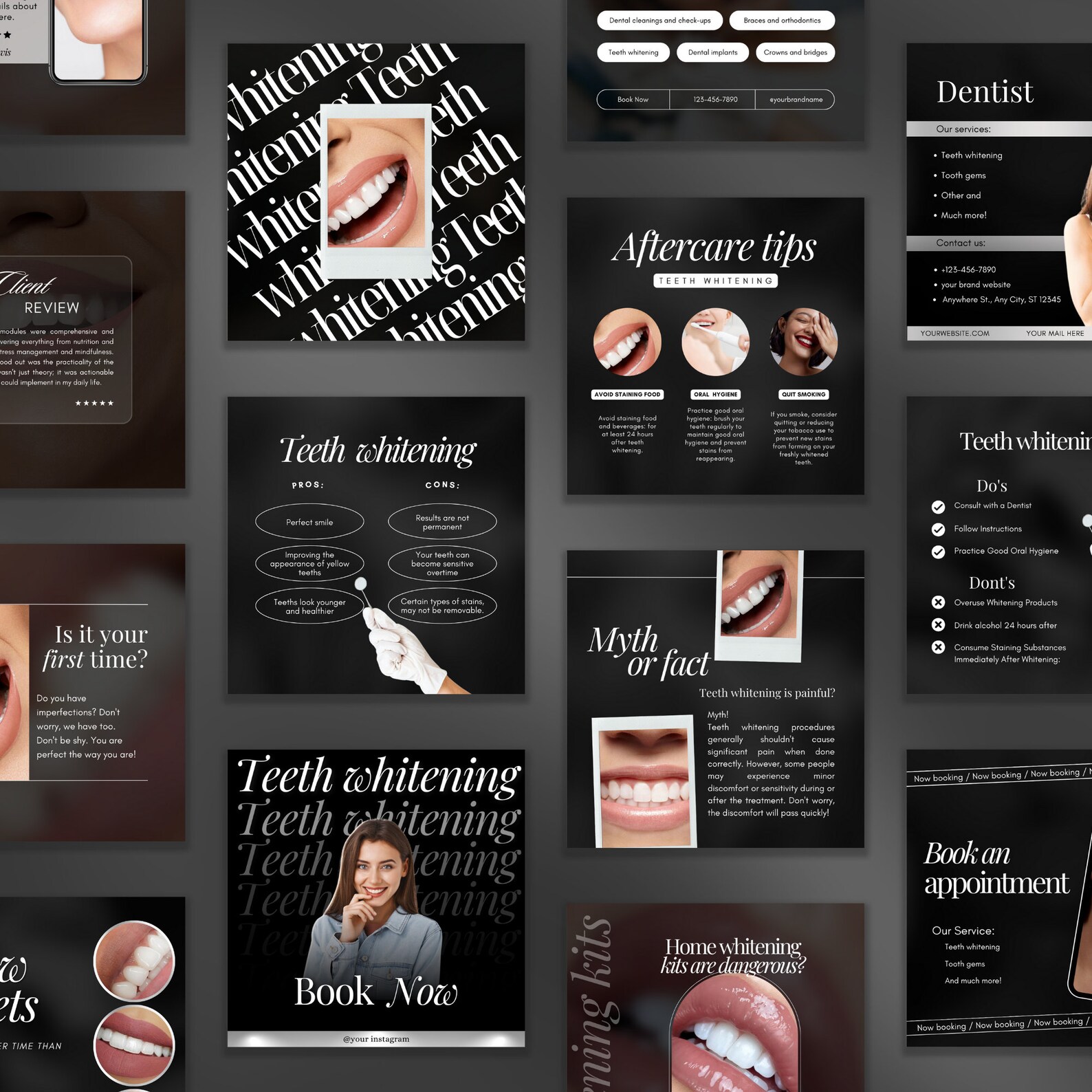 100 Teeth Whitening Instagram Templates | Teeth Whitening Black Posts ...