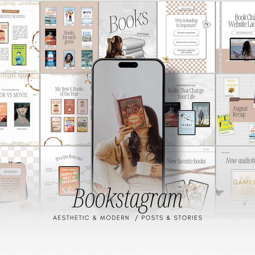 Bookstagram Template Instagram | Editable Bookstagram Post Template ...