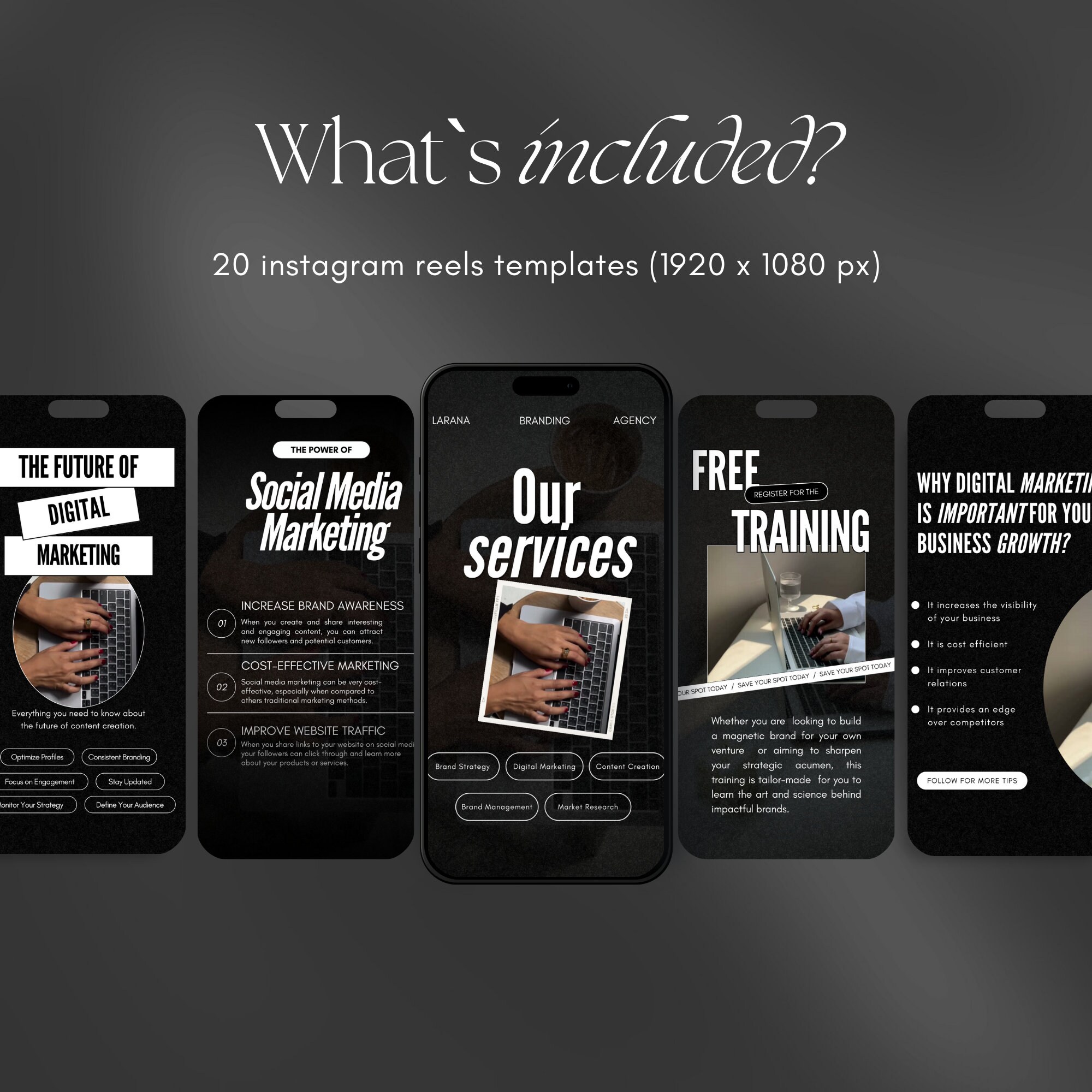 Faceless Black Instagram Reels Templates Marketing Minimalist Instagram ...