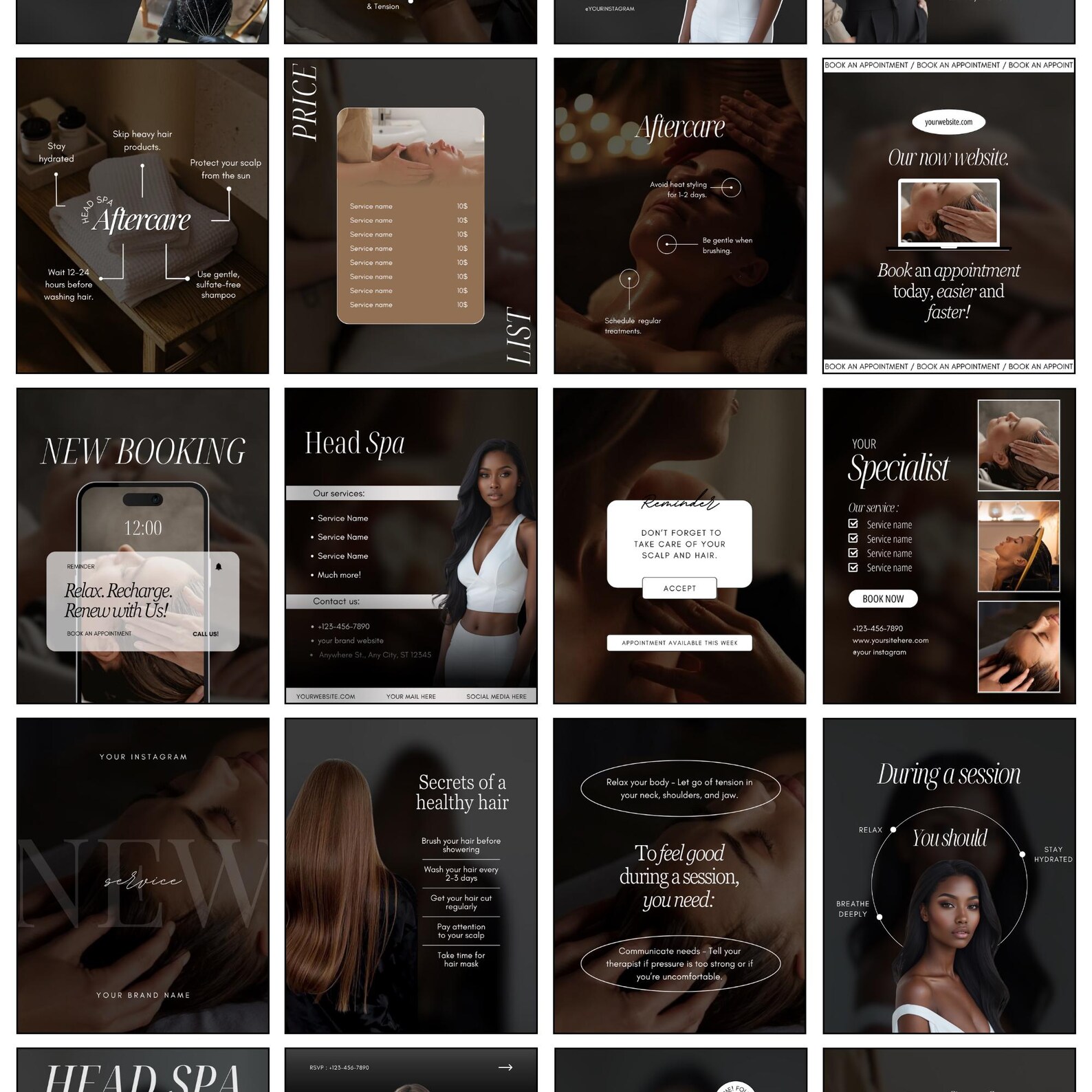 Head Spa Massage Instagram Templates | Therapist Massage Instagram Post ...
