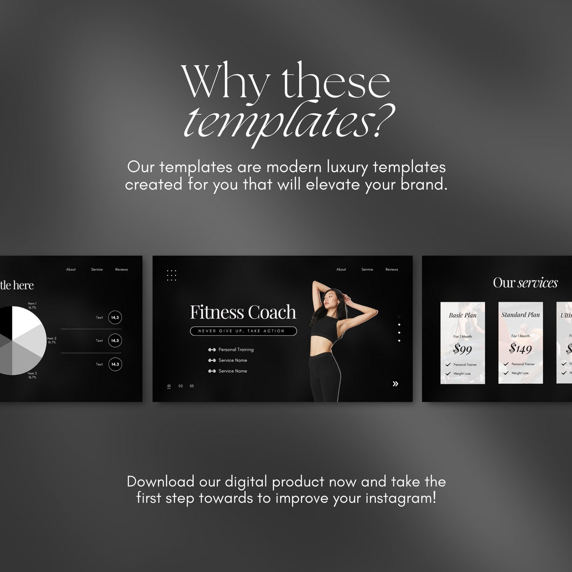Fitness Coach Luxury Presentation Black Personal Trainer Template Gym ...
