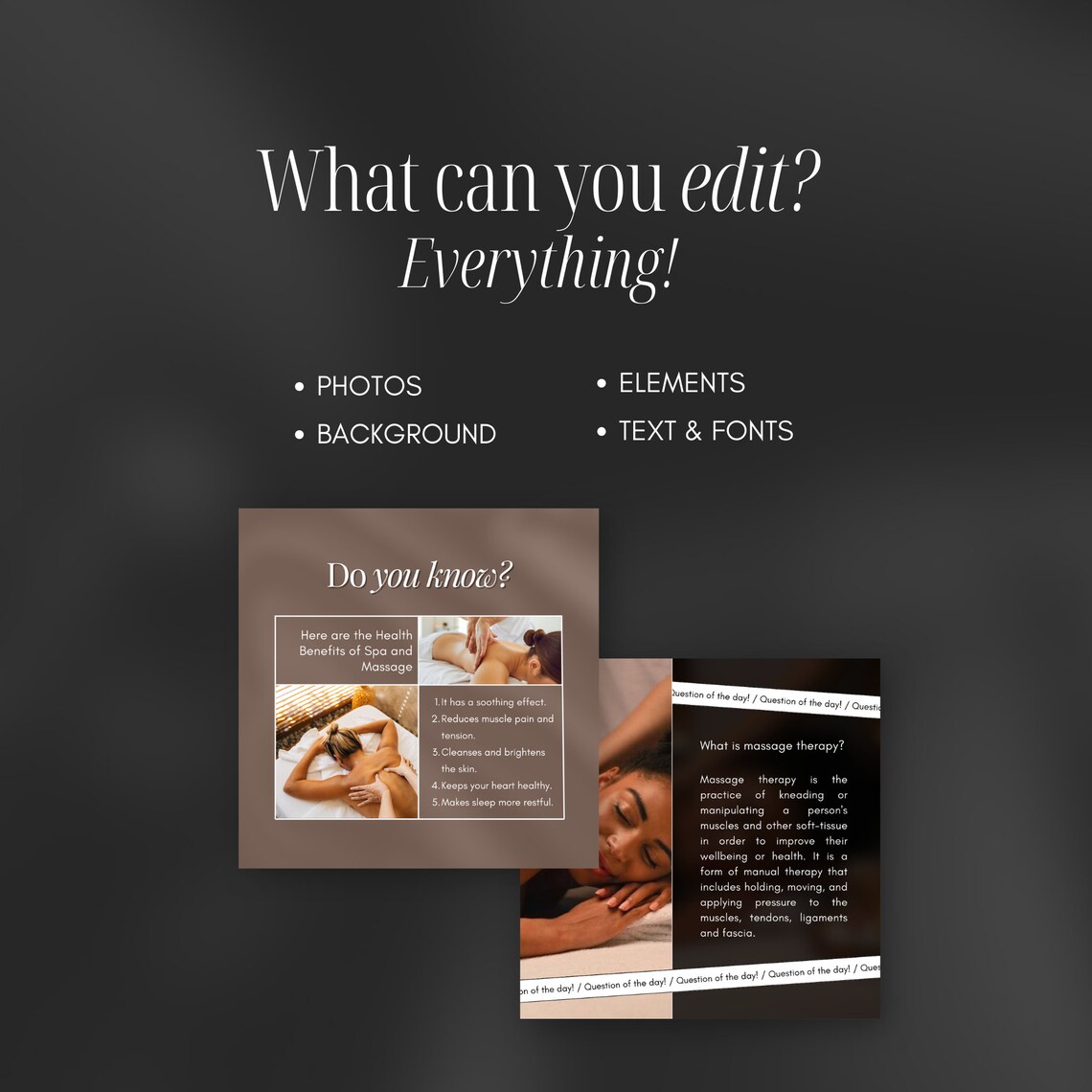 Massage Therapy Instagram Template Massage Instagram Posts Spa Therapy ...