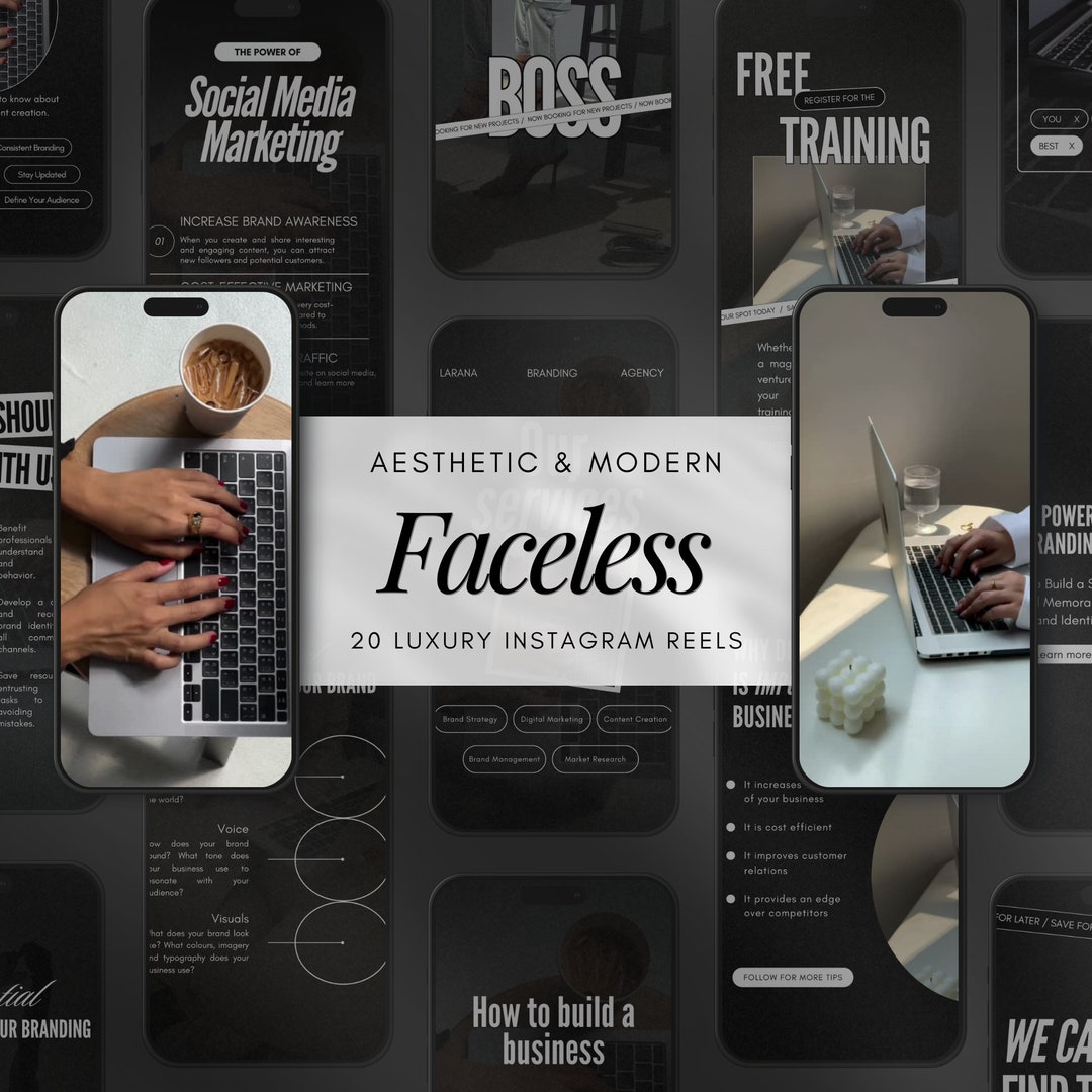 Faceless Black Instagram Reels Templates Marketing Minimalist Instagram ...
