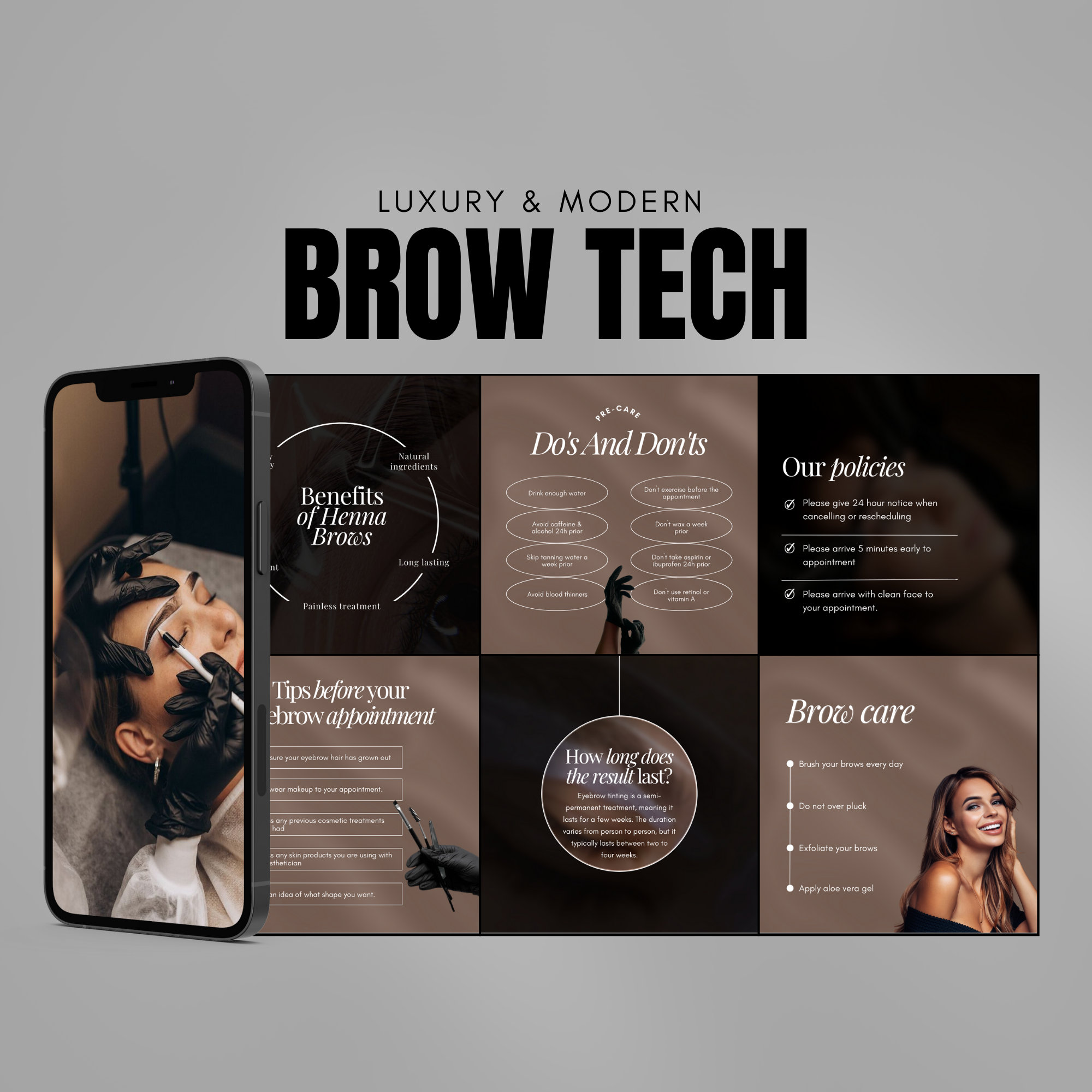 100 Luxury Brow Tech Instagram Templates | Brow Lamination Black ...