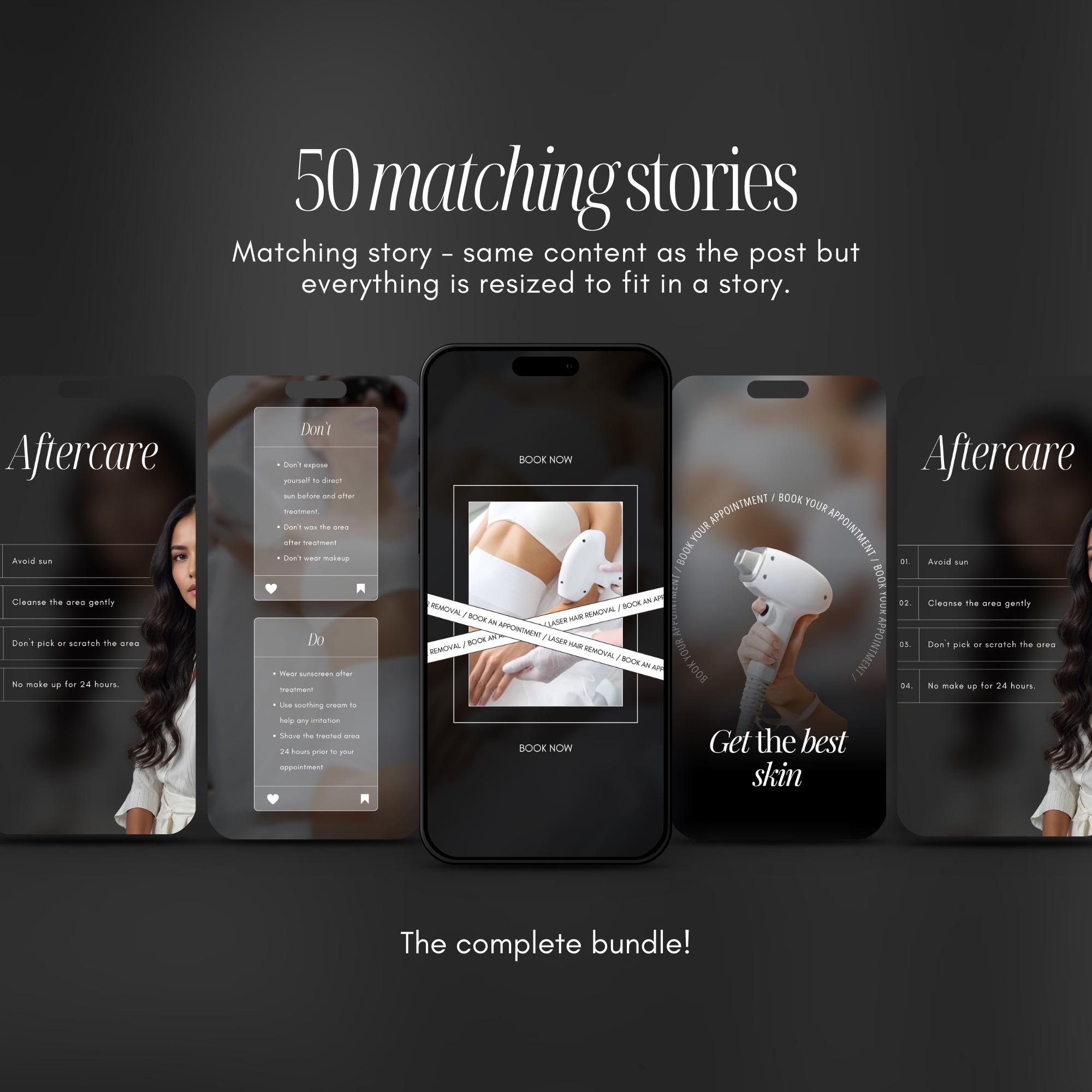 100 Laser Hair Removal Instagram Template | Hair Removal Post Templates ...