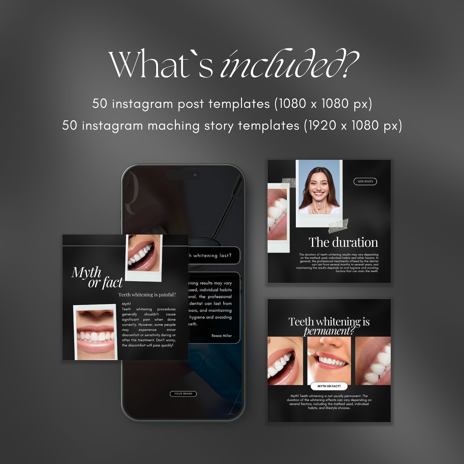 100 Teeth Whitening Instagram Templates Teeth Whitening Black Posts ...