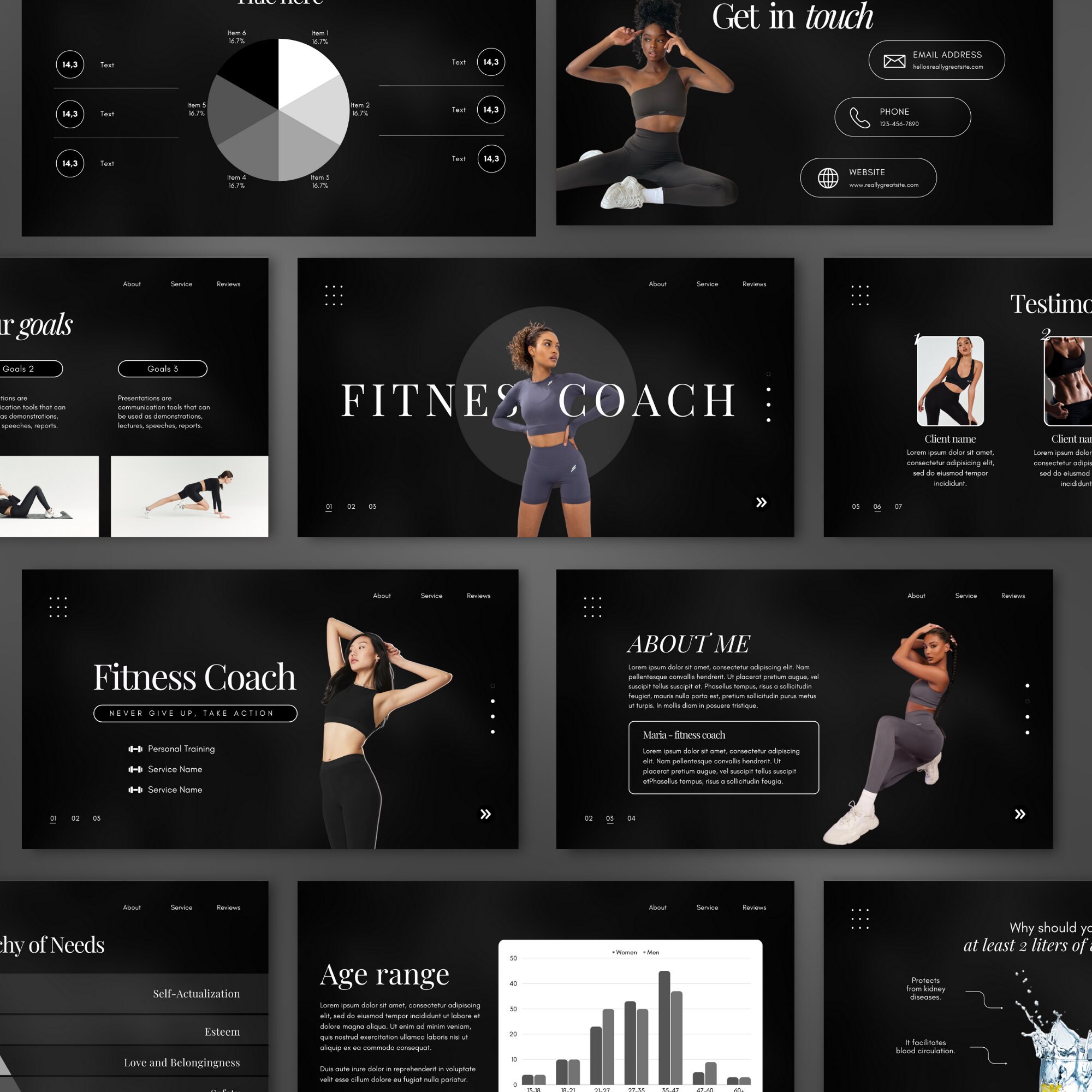 Fitness Coach Luxury Presentation Black Personal Trainer Template Gym ...