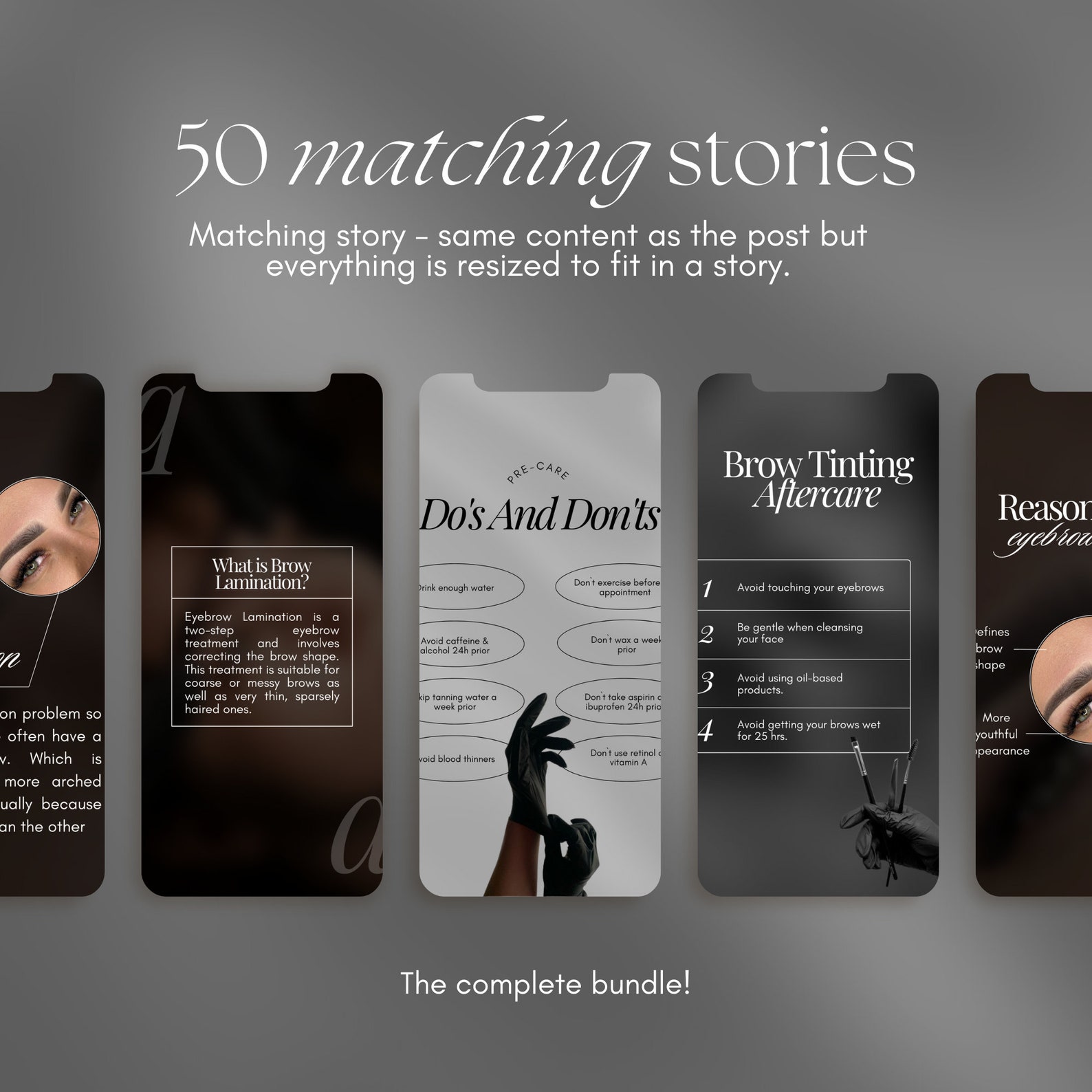 100 Luxury Brow Tech Instagram Templates Brow Lamination Black ...