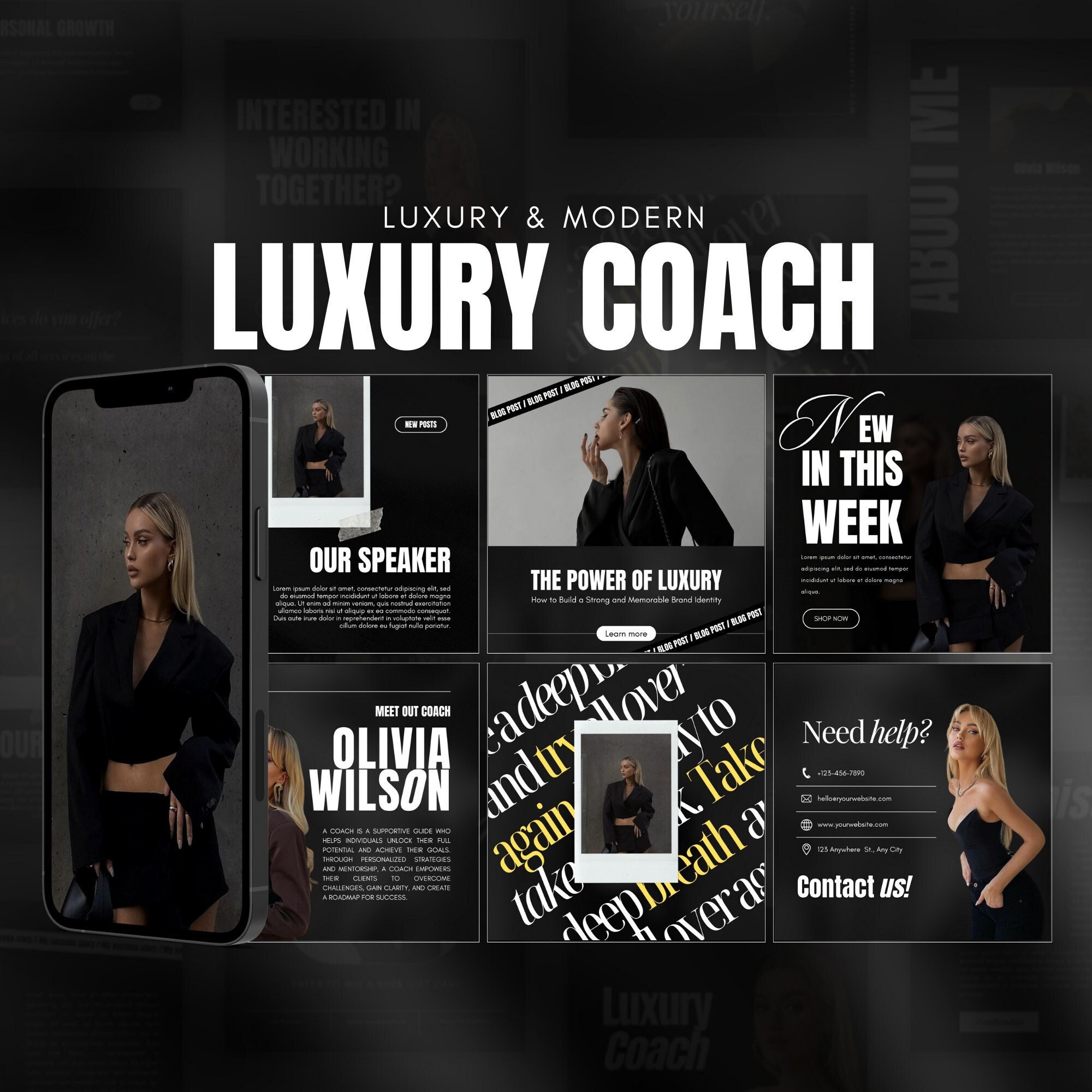 100 Luxury Coach Instagram Templates Black Luxury Templates Bold Modern ...