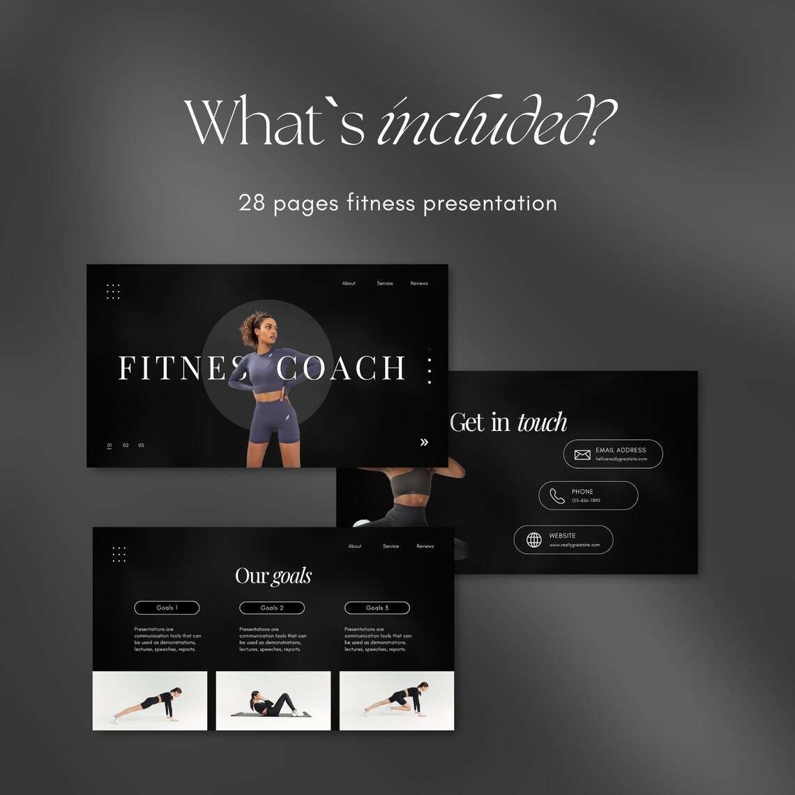 Fitness Coach Luxury Presentation Black Personal Trainer Template Gym ...
