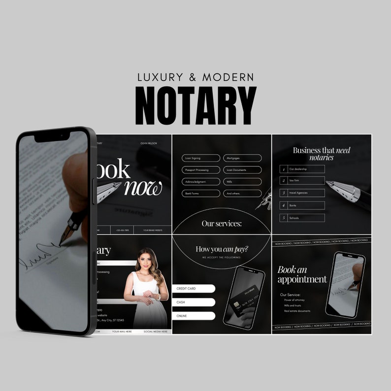 Notary Instagram Templates | Notary Black Instagram Post | Notary Flyer ...