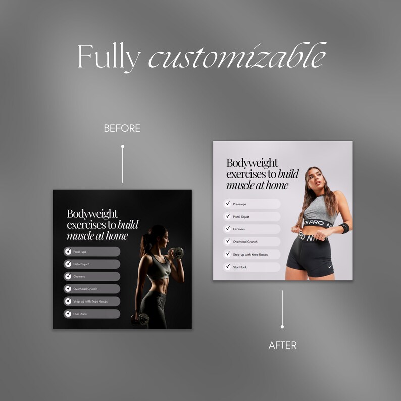 100 Fitness Coach Instagram Template Black Personal Trainer Templates ...