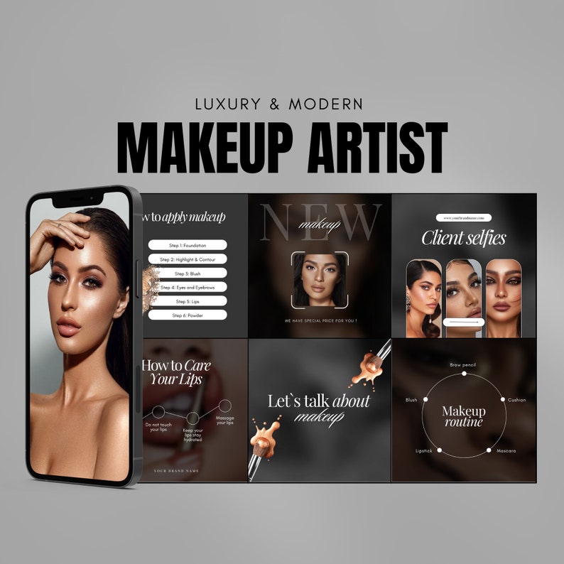 100 Luxury Makeup Artist Instagram Templates Black Makeup Templates ...