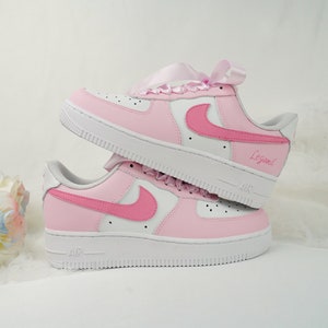 Light Pink Air Force 1 Custom, Custom Shoes, Hand Painted Pink Custom ...