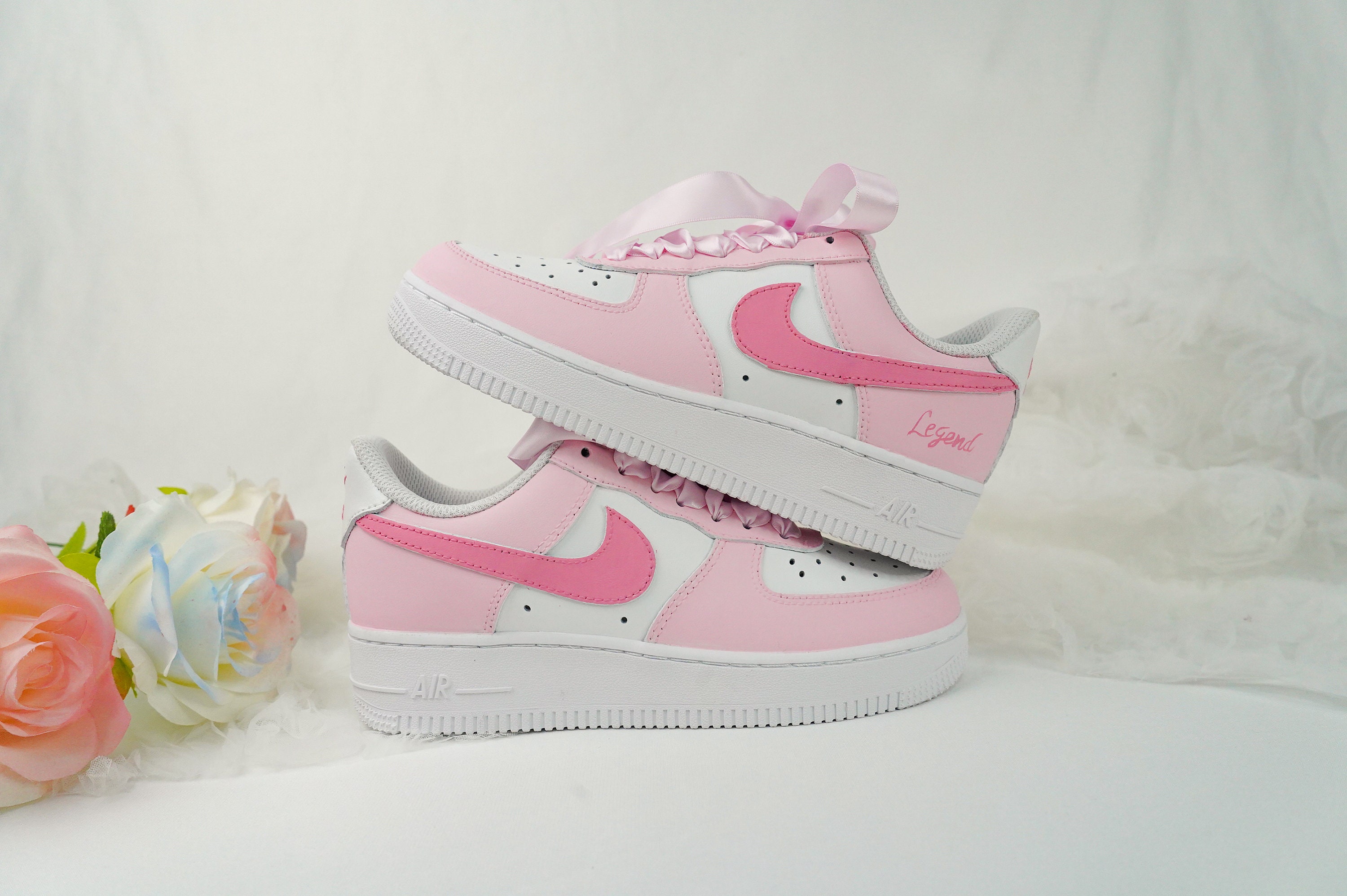 Light Pink Air Force 1 Custom, Custom Shoes, Hand Painted Pink Custom ...