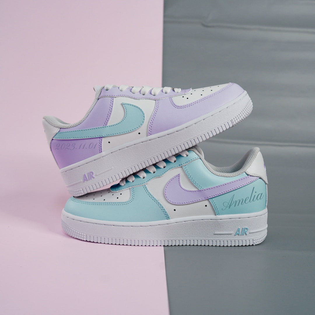 Purple Blue Custom Air Force 1, Custom Shoes, Custom Sneakers, Air ...