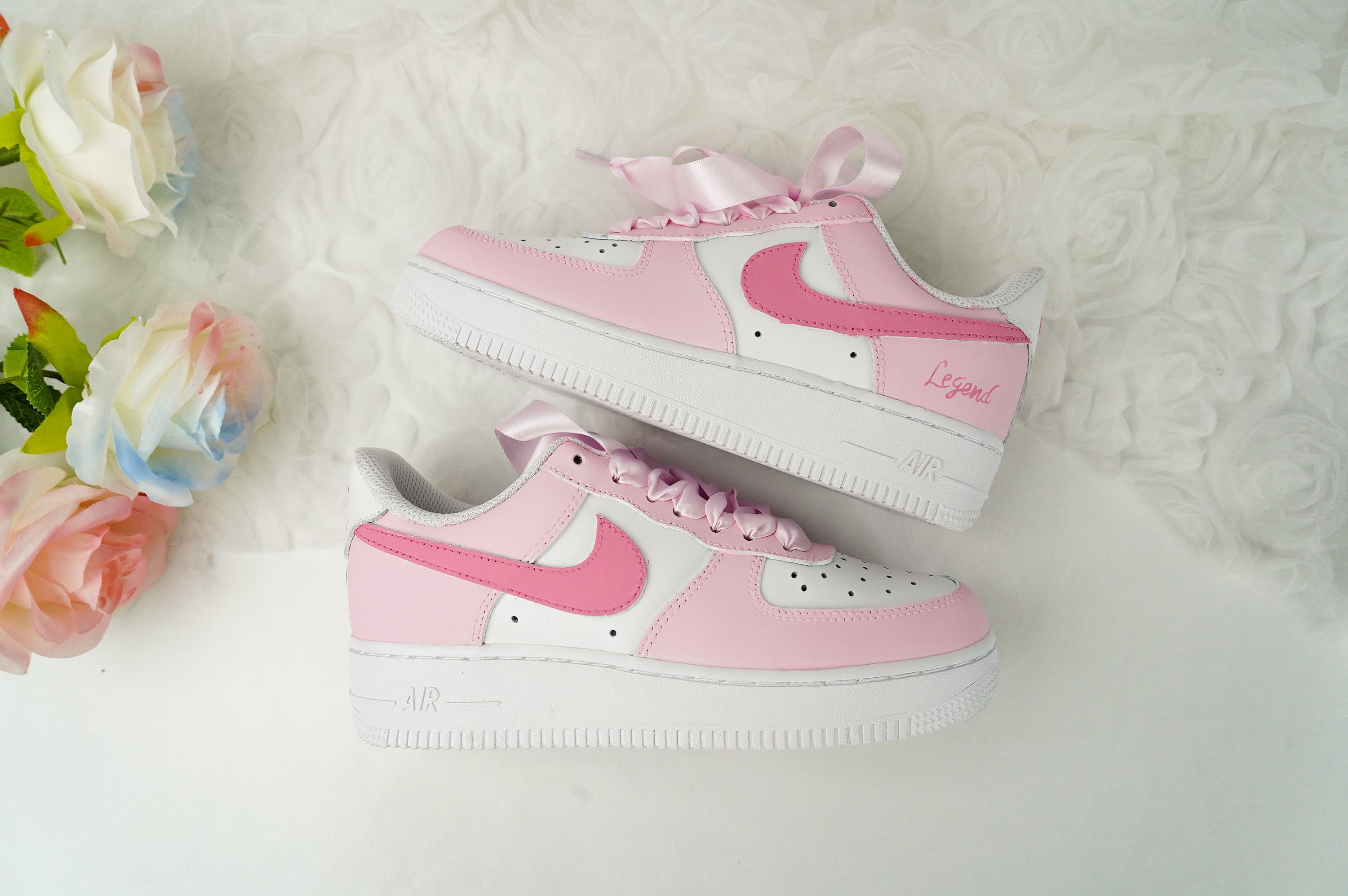 Light Pink Air Force 1 Custom, Custom Shoes, Hand Painted Pink Custom ...