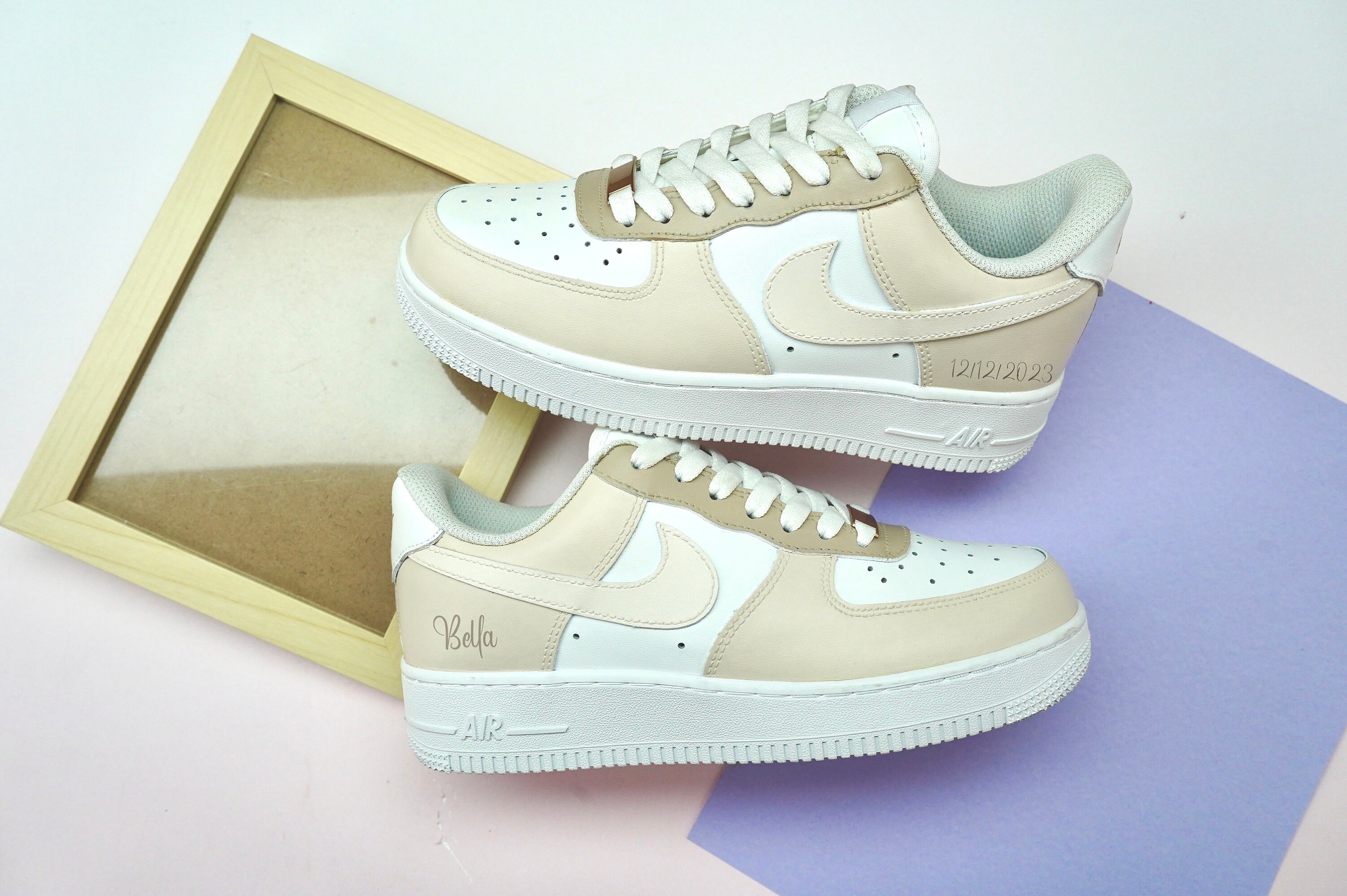 Cream Custom Air Force 1s, Beige Air Forces, Brown Shoes, Air Force 1 ...
