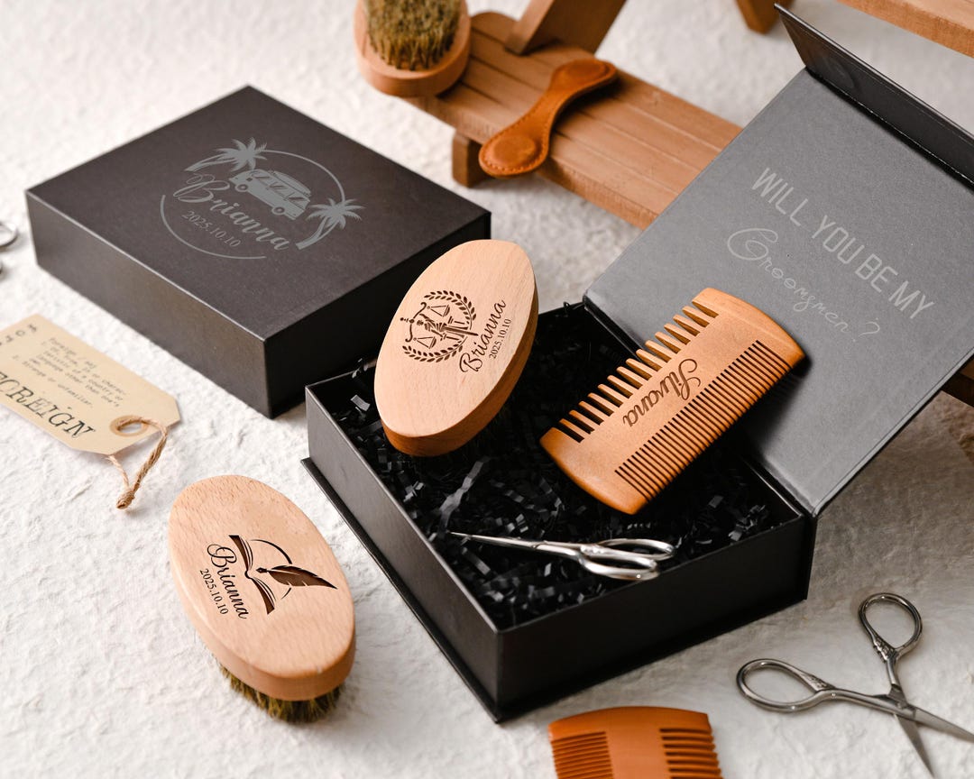 Customized Beard Care Set, Personalized Beard Gifts for Men, Groomsmen ...