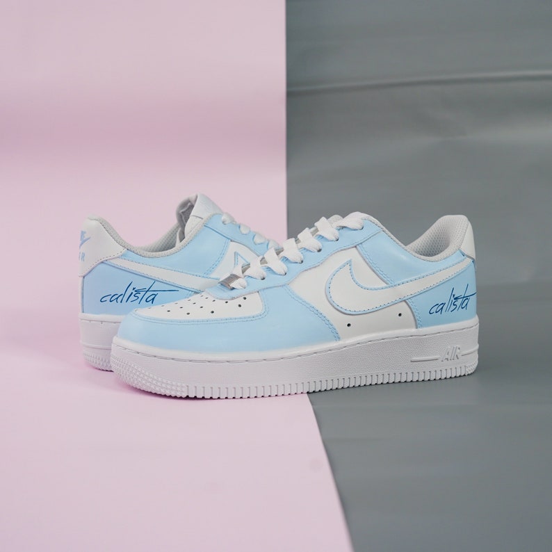 Baby Blue Air Forces Custom Air Force 1 Custom Sneakers Hand Painted ...