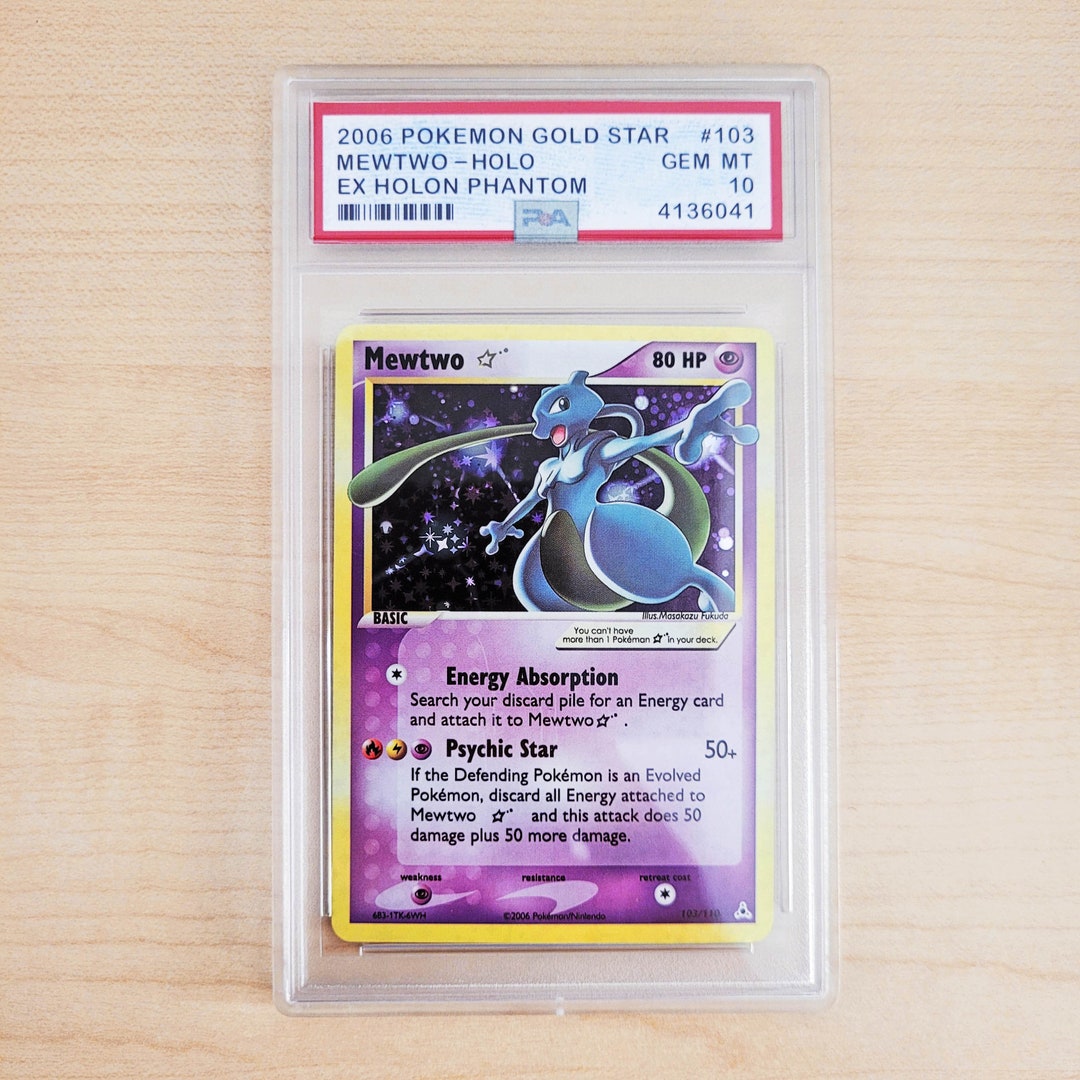 MEWTWO Gold Star Holo Ex Holon Phantom Pokemon Card Proxy PSA - Etsy