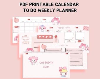 Printable Kawaii to Do List, Simple Checklist, Daily Planner, Digital ...