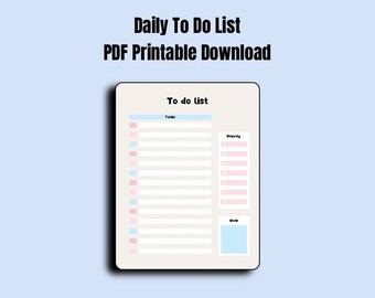 Printable Kawaii to Do List, Simple Checklist, Daily Planner, Digital ...