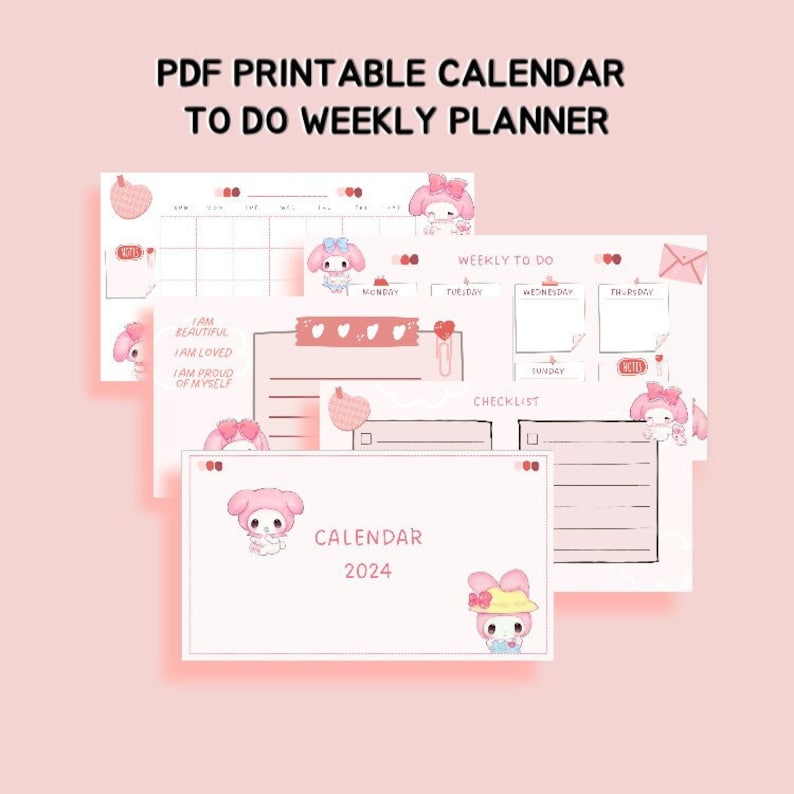 Printable Calendar Kawaii Cute to Do List, Simple Checklist, Daily ...