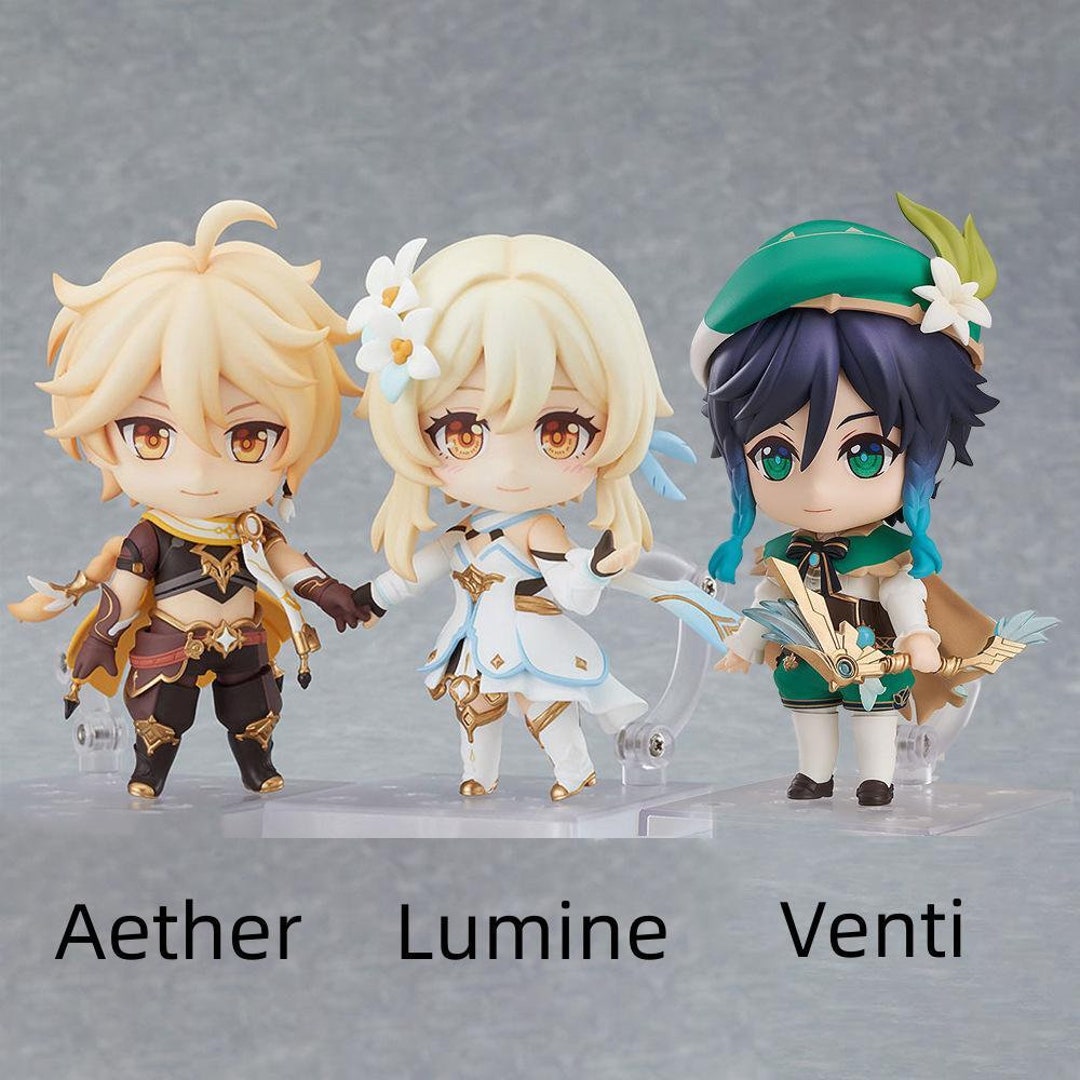 Genshin Impact Cute Mini Figure Aether/lumine/venti - Etsy