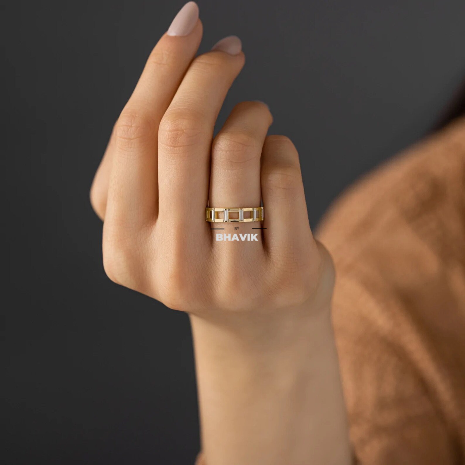 Buy 0.6 Carat Diamond Gold Ring Wedding Handmade Ring Ladder Online in ...