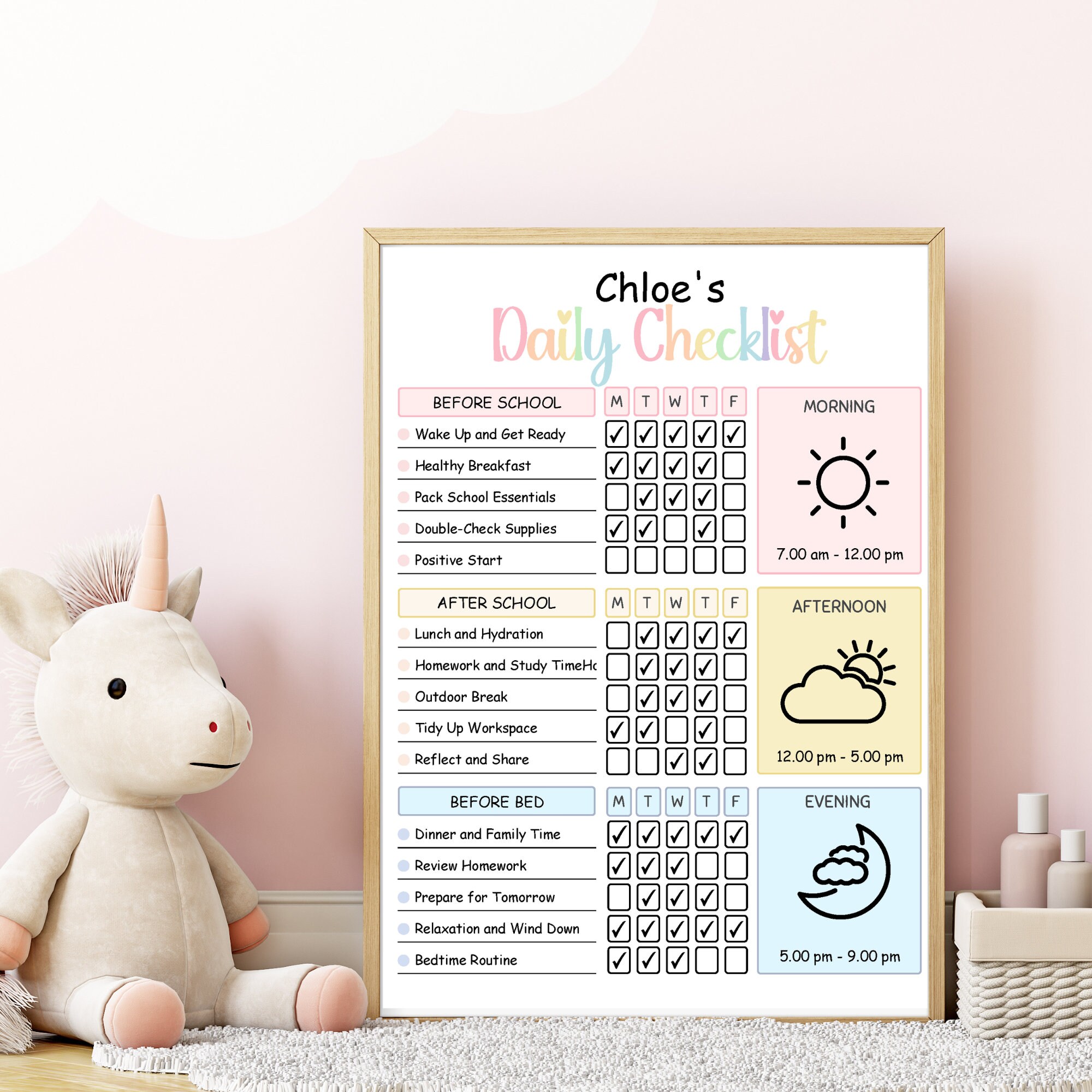 Daily Checklist for Kids Printable Editable to Do List - Etsy