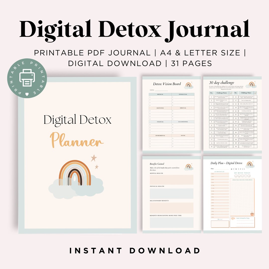 Digital Detox, Printable Planner, Social Media Detox Challenge ...