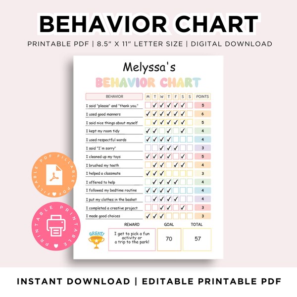 Teen Behavior Chart - Etsy