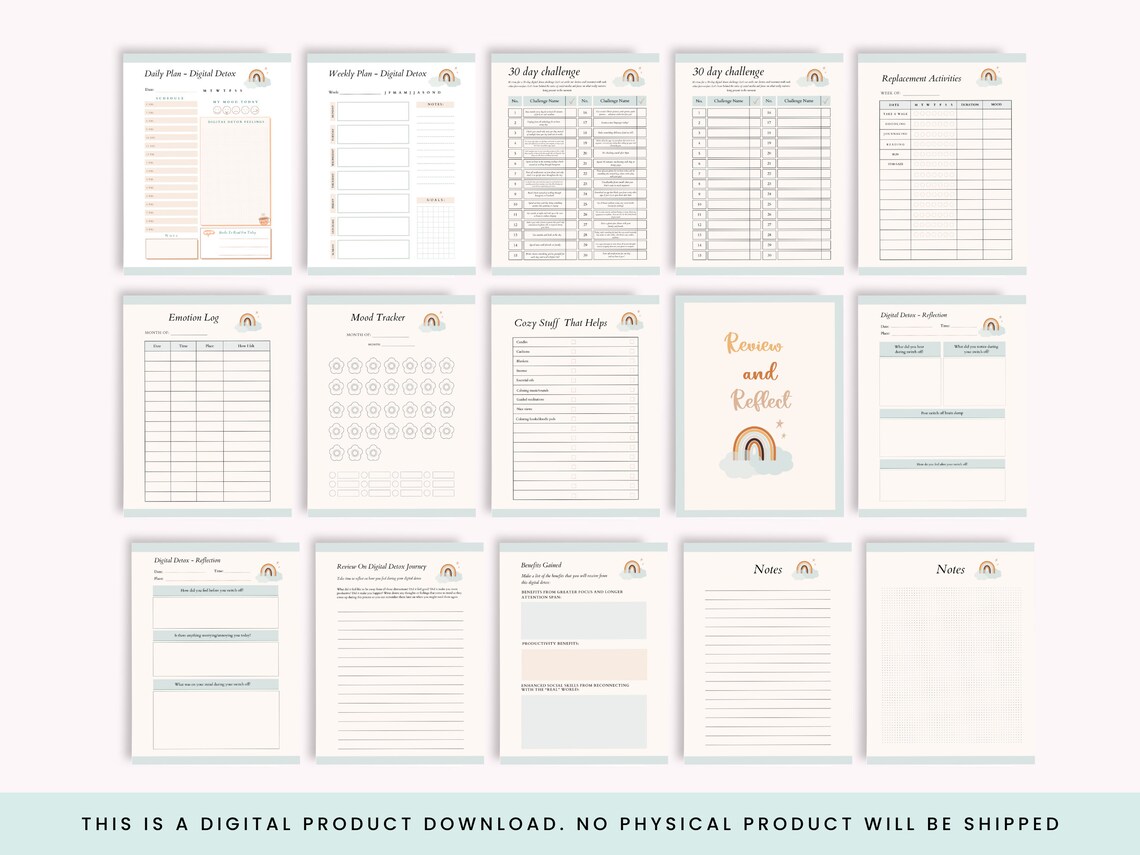 Digital Detox Printable Planner Social Media Detox - Etsy
