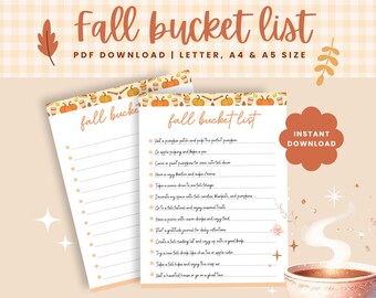 Printable Fall Bucket List, Autumn Activity List, Fall To-do List ...