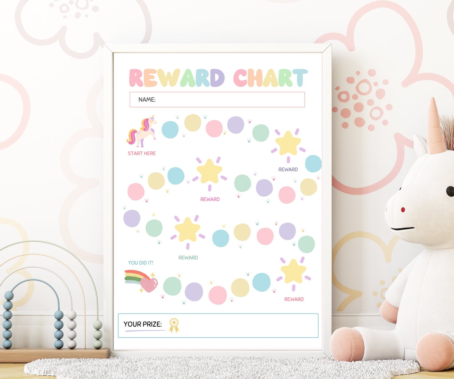 Reward Chart for Kids, Printable Rainbow Reward Chart, Toddler Reward ...