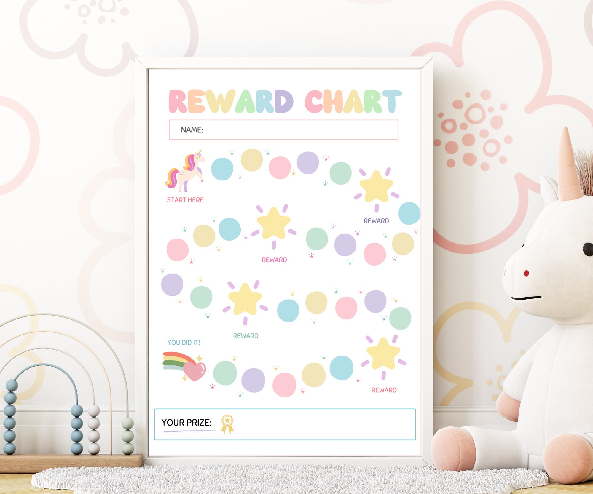 Reward Chart for Kids, Printable Rainbow Reward Chart, Toddler Reward ...