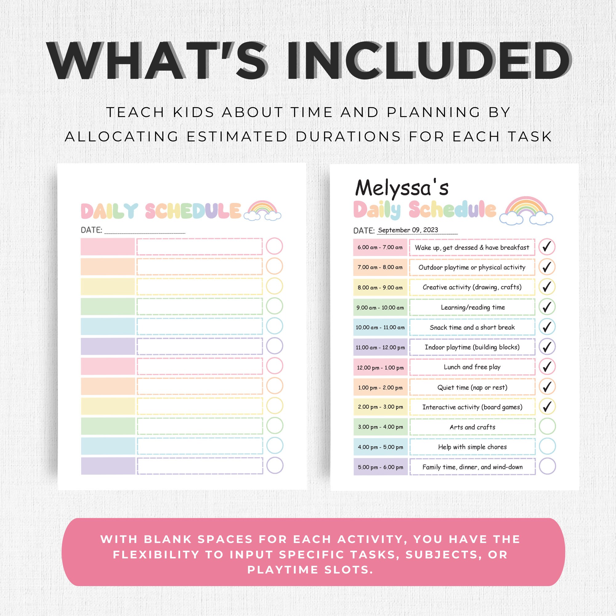 Editable Daily Schedule Checklist for Kids Home Daycare - Etsy Canada