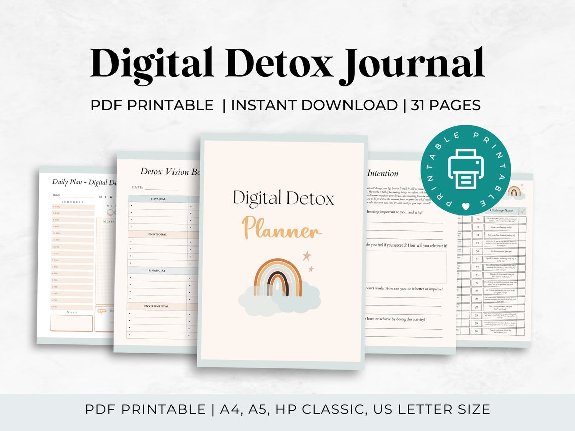 Digital Detox, Printable Planner, Social Media Detox Challenge ...