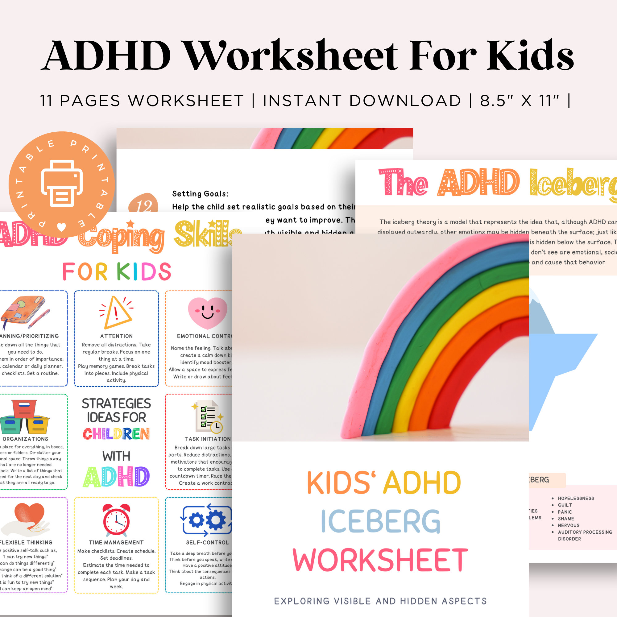 ADHD Worksheet for Kids, Printable Kids Coping Skills, ADHD Kids ...