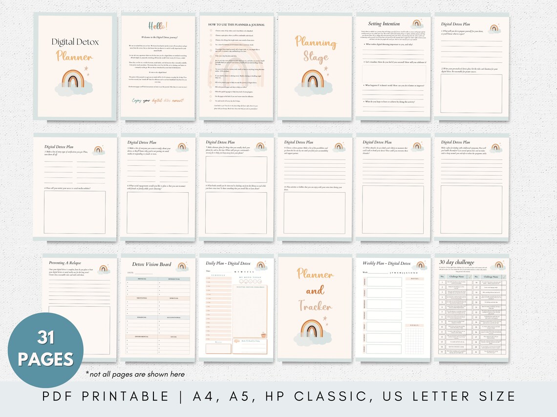 Digital Detox, Printable Planner, Social Media Detox Challenge ...