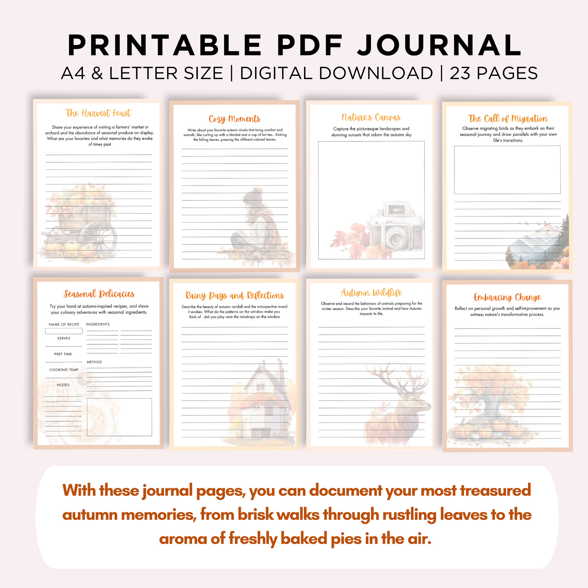 Printable Autumn Journal Pages Decorative Journal Pages Fall - Etsy