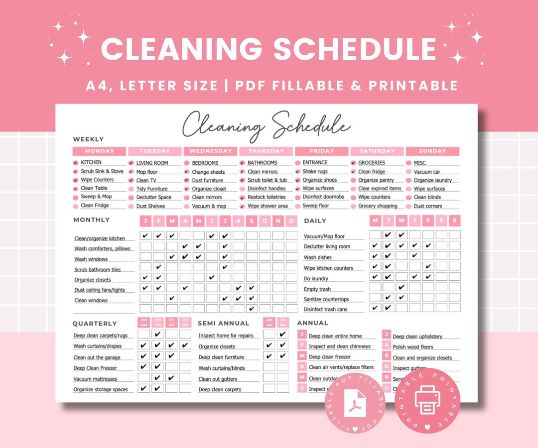Editable Cleaning Schedule Planner, Fillable Printable PDF, Cleaning ...